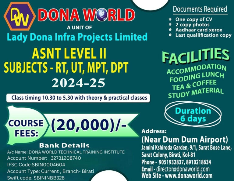 Non-Destructive Testing (NDT) Certification - Donaworld